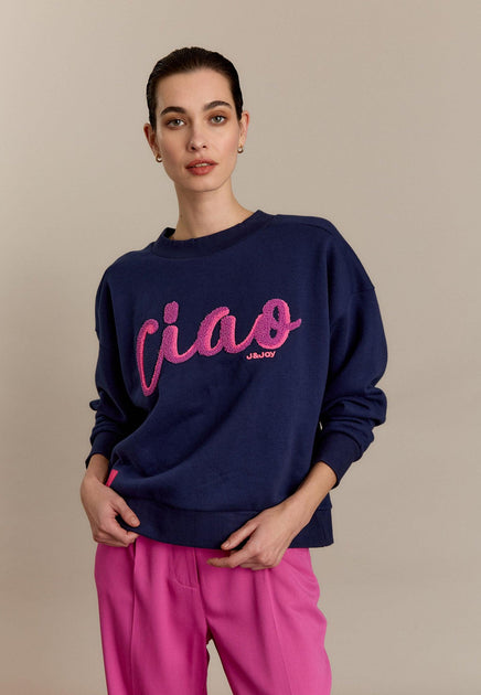 J&JOY - Women's blue CIAO round neck sweatshirt